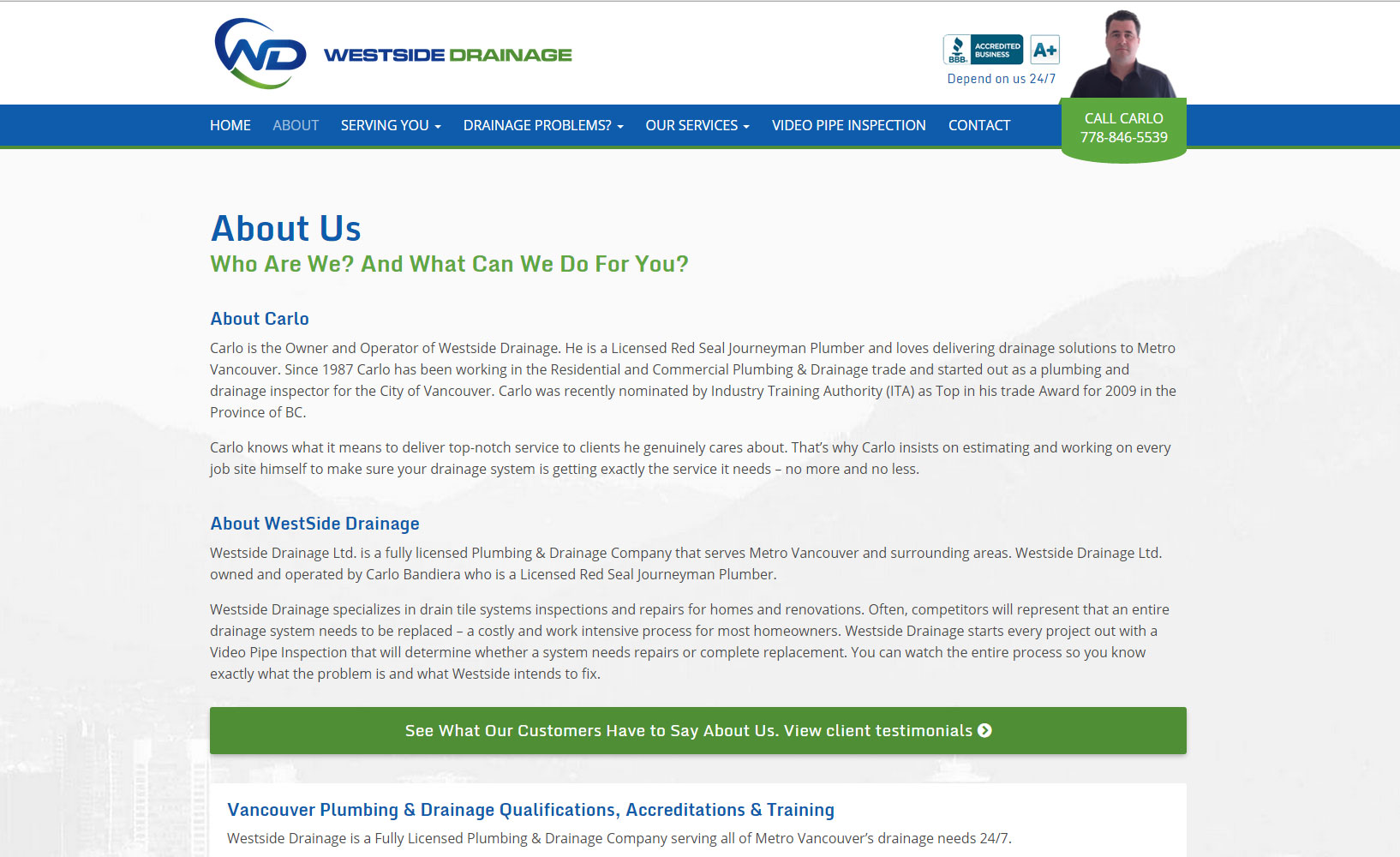 Web Design Project For Westside Drainage